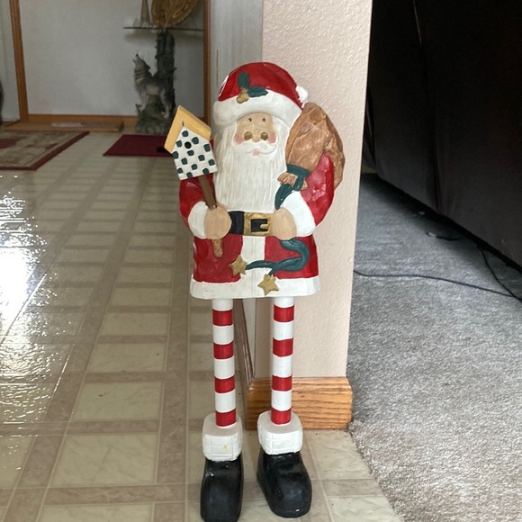 Holiday | Nwt Wooden Long Legs Bird Feeding Santa Clause With Big Boots ...